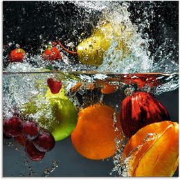 Artland Glasbild &raquo;Spritzendes Obst auf dem Wasser&laquo; Lebensmittel 1 Stk. tlg. in verschiedenen Gr&ouml;&szlig;en bunt B/H/T: 20cm x 20cm, Glasbild Lebensmittel, 1 Stk.