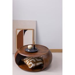 Woood Couchtisch &raquo;Cole mit Massivmangoholz und Aussparung B 72 x T 72 x H 36 cm&laquo; Organische Formgebung, Tragkraft 11,3 kg, f&uuml;r den Innenbereich braun 
