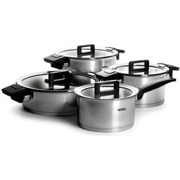 Woll Topf-Set &raquo;Concept&laquo; Set, 1 Stieltopf 18 cm, je 1 Kochtopf 20/24 cm, 1 Bratentopf 28 cm, 8 Stk. tlg. Edelstahl 18/10 schwarz Einheitsgr&ouml;&szlig;e