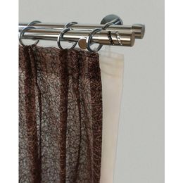 Garesa Gardinenstange &raquo;BOSTON&laquo; &Oslash; 20 mm 2 l&auml;ufig-l&auml;ufig Wunschma&szlig;l&auml;nge Vorhanggarnitur, verl&auml;ngerbar, Glitzerstein, edelstahl optik, m.Ringe silber B/L