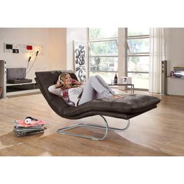 W.Schillig Relaxliege &raquo;daily dreams&laquo; in Waffelkissen-Optik, wahlweise mit Motor, Freischwingergestell braun Stoff S37 (100% Polyester) B/H/T: 75cm x 