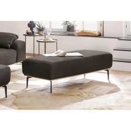 W.Schillig Polsterhocker &raquo;run&laquo; mit Holzsockel, F&uuml;&szlig;e in Schwarz pulverbeschichtet, Breite 150 cm grau Longlife Xtra-Leder Z73: Naturwalkleder der 