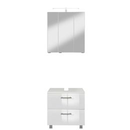 Welltime Badm&ouml;bel-Set &raquo;"Trento", Badezimmer-Set, Waschbeckenunterschrank, Spiegelschrank&laquo; 2 Stk. tlg. wei&szlig; Holzwerkstoff, MDF B/H/T: 60cmcm x 200cmcm 