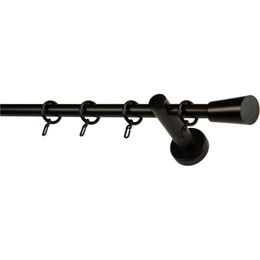 Garesa Gardinenstange &raquo;CLASSICO MOLIS&laquo; 1 l&auml;ufig-l&auml;ufig Wunschma&szlig;l&auml;nge Vorhanggarnitur, verl&auml;ngerbar, Wandmontage, Keil, mit Ringe und Haken schwarz B/