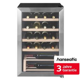 Hanseatic Weink&uuml;hlschrank &raquo;HWC20FCBH-2,&laquo; f&uuml;r 20 Stk. Standardflaschen &aacute; 075l inkl. 3 Jahre Herstellergarantie silber Einheitsgr&ouml;&szlig;e