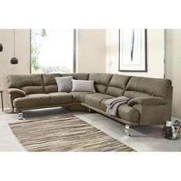 Trendmanufaktur Ecksofa &raquo;Cecilia II, in italienischen Design, bequem, hoher Sitzkomfort, L-Form&laquo; extrabreite Armlehnen f&uuml;r noch mehr Sitzkomfort braun