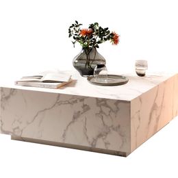 Salesfever Couchtisch &raquo;Almer&Atilde;a Wohnzimmertisch: Beistelltisch mit Schwebe-Effekt&laquo; quadratisch 90x90 cm, in Marmoroptik foliert wei&szlig; B/H/T: 90cm x 35cm