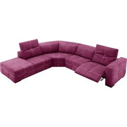 Egoitaliano Ecksofa &raquo;Sauvanne, Designsofa der Extraklasse, elegant und bequem, L-Form&laquo; wahlweise mit elektrischer Relaxfunktion, Kopfteilverstellung pink B/H/T: 