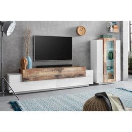 Home Affaire Wohnwand &raquo;Coro, Anbauwand, Medienwand&laquo; Set, 2 Stk. tlg. wei&szlig; Glas, Holzwerkstoff B/H/T: 280cmcm