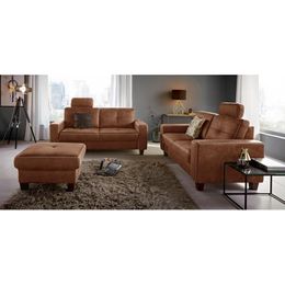 OTTO home 3-Sitzer &raquo;Varese, B: 192cm, klassisches Design&laquo; mit Kreuznaht und Federkern braun Struktur (100% Polyester) / Struktur (100% Polyester);