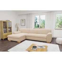 Home Affaire Ecksofa &raquo;Nika zeitlos und elegant, L-Form&laquo; wahlweise mit Bettfunktion, auch in Cord beige Primabelle-Microfaser (100% Polyester);Struktur