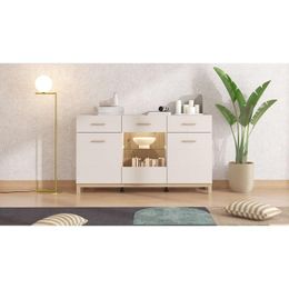 Home Affaire Sideboard &raquo;Essex, Kommode, Kombikommode, Anrichte, Schrank&laquo; Modernes Sideboard: Kaschmir-Dekor, 3 T&uuml;ren & 2 Schubladen wei&szlig; Holzwerkstoff