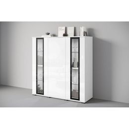 Home Affaire Highboard &raquo;Caro, modernes Design mit Glaseins&auml;tzen, Breite 120 cm&laquo; 1 Stk. tlg. grifflose Fronten mit Push-to-Open, h&ouml;henverstellbare 