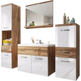 Welltime Badm&ouml;bel-Set &raquo;ELDA&laquo; Komplett-Set, 5 Stk. tlg. braun Holzwerkstoff B/H/T: 120cmcm x 133cmcm x 34,5cmcm