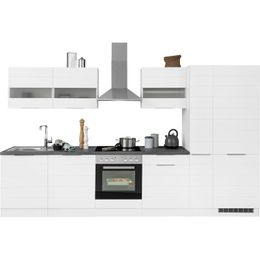KOCHSTATION K&uuml;chenzeile &raquo;KS-Luhe&laquo; 330 cm breit, wahlweise mit oder ohne E-Ger&auml;ten, gefr&auml;ste MDF-Fronten wei&szlig; B/H/T: 330cm x 60cm, ohne E-Ger&auml;te
