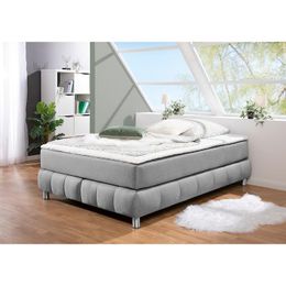 Home Affaire Boxspringbett &raquo;Salo&laquo; Ohne Kopfteil, inkl. Topper, auch in &Uuml;berl&auml;nge 220 cm grau Struktur, Liegefl&auml;che B/L: 140cm x 220cm, Gewicht bis: 