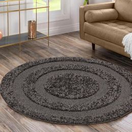 Sanat Hochflor-Teppich &raquo;Luxus 3500 , auch in Rund erh&auml;ltlich&laquo; rund 30 mm H&ouml;he robuster Langflor, weich, Wohnzimmer, Schlafzimmer grau Kunstfaser &Oslash; 120cm 1 