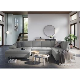 Sit & More sit&more Wohnlandschaft &raquo;Latigo U-Form&laquo; mit Mega-Recamiere, wahlweise mit Schlaffunktion und Bettkasten grau B/H/T: 346cm x 201cm, Luxus-Microfaser,