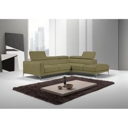 Egoitaliano Ecksofa &raquo;Claudie, Designsofa mit extrakomfortablem Sitzkomfort, L-Form&laquo; Inkl. Kopfteilverstellung, L-Form gr&uuml;n Luxus-Microfaser (100% Polyester) Leder