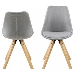 ACTONA GROUP Esszimmerstuhl &raquo;Dian&laquo; (Set) 2 Stk.Organisch geformter Sitz mit Kissen. Beine aus Massivholz Gummibaum grau Polypropylen B/H/T: 48,5cm x 