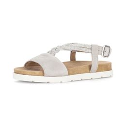 Gabor Damen Riemchensandale Plateau, Sandalette, Sommerschuh mit funkelnden Strasssteichen wei&szlig; 41