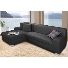 Home Affaire Ecksofa &raquo;Anzio, elegant und gem&uuml;tlich, Breite 239cm, L-Form&laquo; wahlweise mit Bettfunktion schwarz B/H/T: 239cm x 75cm x 82cm, Kunstleder 