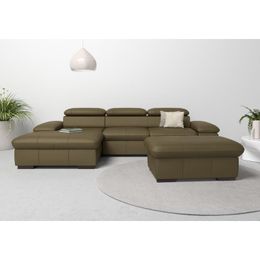 OTTO home Ecksofa &raquo;Alberto L-Form&laquo; mit Kopfteilverstellung, wahlweise mit Schlaffunktion gr&uuml;n Luxus-Microfaser Lederoptik (100% Polyester);Luxus-