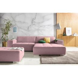 OTTO home Ecksofa &raquo;Sapporo L-Form&laquo; wahlweise Schlaffunktion oder Sitztiefenverstellung, Federkern rosa Struktur fein (100% Polyester);Luxus-Microfaser
