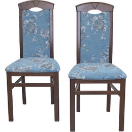 HOFMANN LIVING AND MORE Esszimmerstuhl (Set) 2 Stk. blau Polyester B/H/T: 45cm x 95cm x 49cm, 2 Stk., Polyester Webstoff gemustert