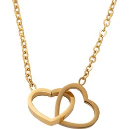 Firetti Damen Kette mit Anh&auml;nger &raquo;Schmuck Geschenk Edelstahl Halsschmuck Halskette Ankerkette Herzen&laquo; Made in Germany gold Edelstahl, L: 45