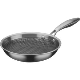 GSW Bratpfanne &raquo;Inoxxa Black&laquo; Edelstahl 1 Stk. tlg. Antihaft-Versiegelung und erhabene Edelstahl-Wabenstruktur, Induktion silber &Oslash; 20cm + H&ouml;he 4,5cm