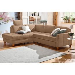 Home Affaire Ecksofa &raquo;Earl L-Form&laquo; wahlweise auch mit Schlaffunktion oder Schlaffunktion mit Bettkasten braun Luxus-Microfaser in Lederoptik (100% 