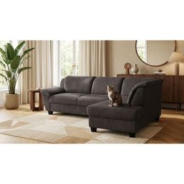 OTTO home Ecksofa &raquo;Sillkeborg 254 x 186 cm, formsch&ouml;nes Sofa mit dunklen F&uuml;&szlig;en&laquo; mit Schlaffunktion, L-Form, aus Pet Friendly Bezug grau 100% Polyester