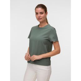 V&eacute;ro Moda Vero Moda Damen Kurzarmshirt &raquo;VMLOUISE SS TOP JRS&laquo; Baumwolle, regular fit gr&uuml;n XL