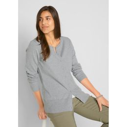 bonprix Damen bonprix Strickjacke gerade Passform, unifarben, aus Baumwollmischung, mit Knopfleiste grau 44/46 (L)