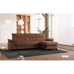 Sit & More sit&more Ecksofa &raquo;Astoria L-Form&laquo; wahlweise mit motorischer Relaxfunktion braun 100% Polyester B/H/T: 260cm x 91cm x 175cm, Luxus-Microfaser in 