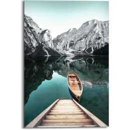 Reinders Wandbild &raquo;Wandbild Berg See Rocky Mountains - Glacier - Winter&laquo; Seelandschaft 1 Stk. tlg. gr&uuml;n MDF B/H/T: 60cm x 90cm, Seelandschaft, 1 Stk.