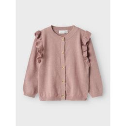 name it M&auml;dchen Strickjacke &raquo;NMFABINNE LS KNIT CARD NOOS&laquo; mit s&uuml;&szlig;er R&uuml;sche an den Schultern rosa 98