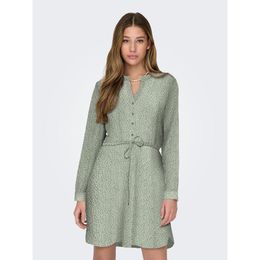 Only Damen Only Druckkleid &raquo;ONLCORY LIFE L/S V-NECK TUNIC WVN NOOS&laquo; Sommerkleid mit Tailleng&uuml;rtel gr&uuml;n XS, N-Gr