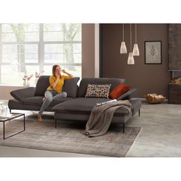 W.Schillig Ecksofa &raquo;enjoy&MORE, Designsofa, elegant und bequem, L-Form&laquo; Sitztiefenverstellung, F&uuml;&szlig;e schwarz pulverbeschichtet, Breite 294 cm braun 