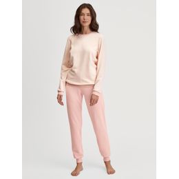 Calida Damen Schlafanzug "Soft Dreams", Gr. S, rosa, Frottee, Obermaterial: 85% Baumwolle, 13% Polyester, 2% Elasthan, Homewear-Sets, Ringel-Design,