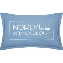 Pad Dekokissen &raquo;COAST&laquo; Made in Europe, Kissenh&uuml;lle ohne F&uuml;llung, maritim, Schriftzug, 1 St&uuml;ck blau Baumwolle B/L: 50cm x 30cm, 1 Stk.