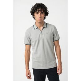 Jack & Jones Jack & Jones Herren Poloshirt &raquo;JCOFUSION BRANDING POLO ZIP SS&laquo; mit Brusttasche grau XL