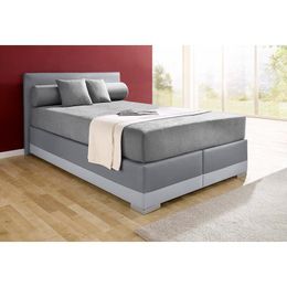 Maintal Boxspringbett &raquo;Lago&laquo; in 3 verschiedenen Matratzenarten, H2 oder H3 grau Bezug Kopteil und seitliche Unterbox wahlweise Microvelours aus 100% Polyester