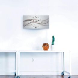 Artland Wanduhr &raquo;Abstraktes Design - sch&ouml;ne Welle&laquo; wahlweise mit Quarz- oder Funkuhrwerk, lautlos ohne Tickger&auml;usche silber B/H/T: 60cm x 30cm x 0,3cm, 