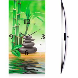 Artland Wanduhr &raquo;Spa Konzept Zen Basaltsteine&laquo; wahlweise mit Quarz- oder Funkuhrwerk, lautlos ohne Tickger&auml;usche gr&uuml;n B/H/T: 25cm x 50cm x 0,3cm, Quarzuhr