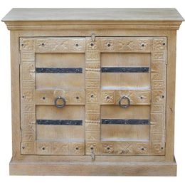 Sit Kommode &raquo;Daipur&laquo; Sideboard mit 2 T&uuml;ren, Breite 100 cm beige Massivholz B/H/T: 100cm x 90cm x 45cm, 2 T&uuml;ren, Mango, 2 Stk.