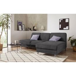 Sit & More sit&more Ecksofa &raquo;Clio L-Form&laquo; optional Schlaffunktion oder Vorziehsitz und Bettkasten, Federkern grau B/H/T: 246cm x 89cm x 165cm, Microfaser, 