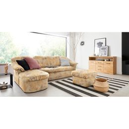 DOMO collection Ecksofa &raquo;Pegnitz, elegante R&uuml;ckensteppung, kompakte Stellma&szlig;e 238/141cm, L-Form&laquo; wahlweise mit Bettfunktion beige 100% Polyester B/H/T