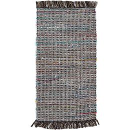 ANDIAMO Teppich &raquo;Frida&laquo; rechteckig 8 mm H&ouml;he Handweb Teppich, Fleckerl, reine Baumwolle, handgewebt, mit Fransen braun Baumwolle B : 60cm 1 Stk., 8mm, L: 
